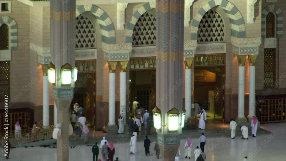 Muslims entering the Prophet’s Mosque through the main gates in Medina ...
