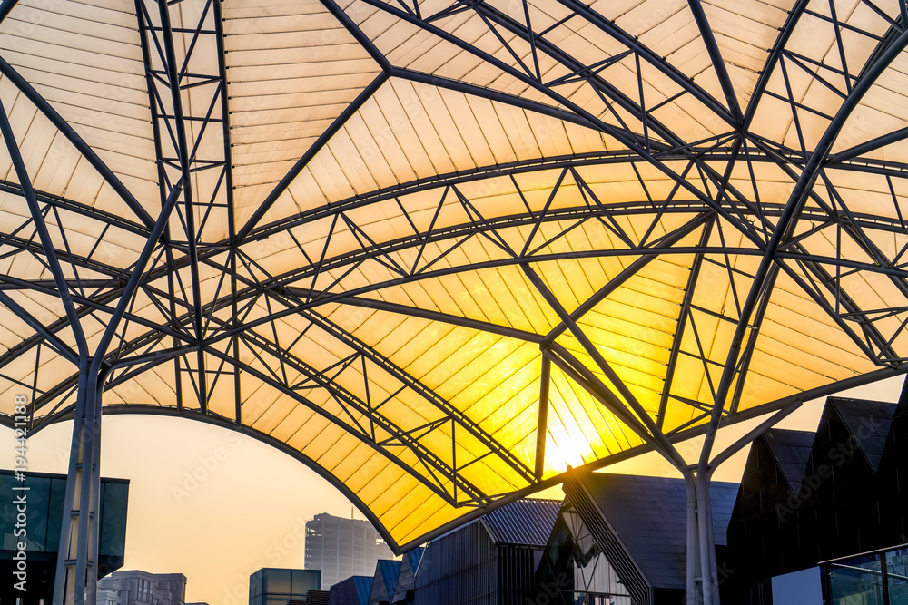 Membrane structure of steel structure Stock Photo | Adobe Stock
