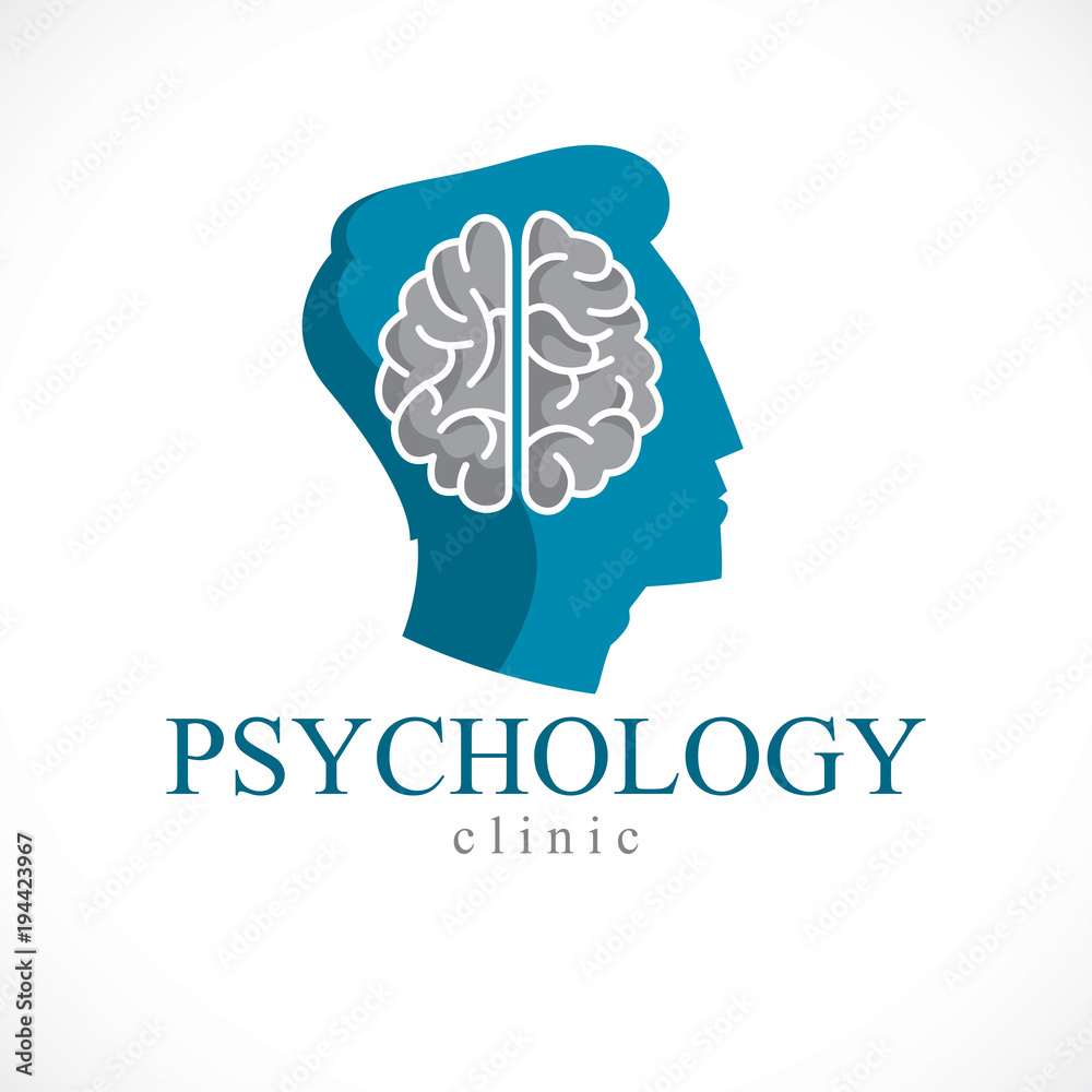 Psychology concept vector logo or icon created with human anatomical ...