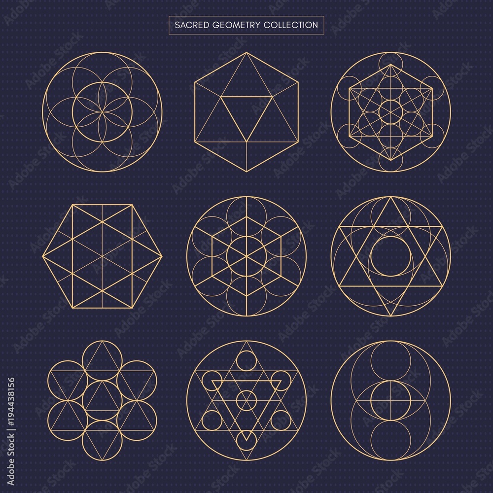 Sacred geometry. Original outline vector (non expanded outline). Dark ...
