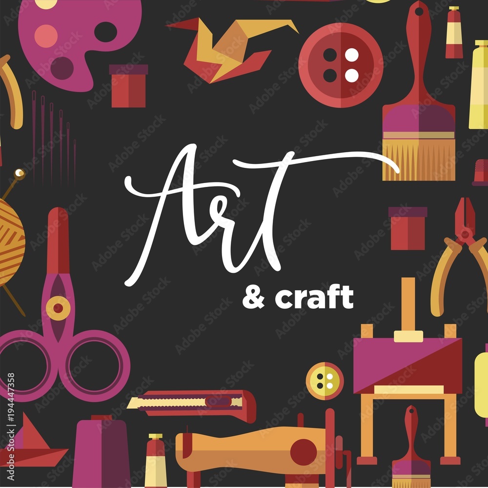 Art and craft vector poster for DIY handicraft and handmade workshop ...