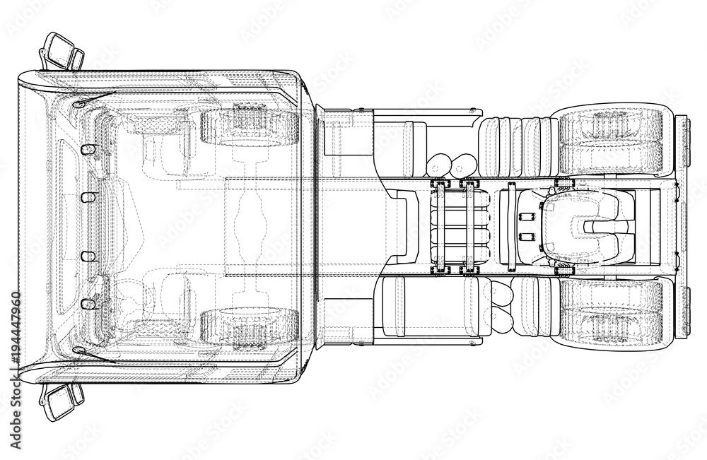 Top view Cargo Truck isolated on white background. Eurotrucks ...