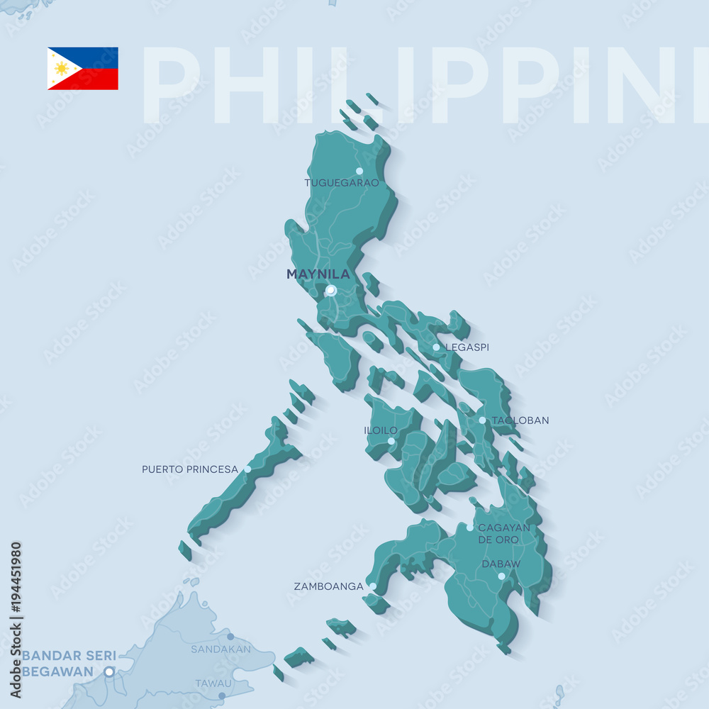 Verctor Map of cities and roads in Philippines. Stock Vector | Adobe Stock