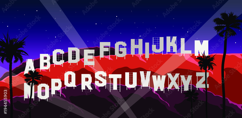 Hollywood Hills Style Letters Stock Vector | Adobe Stock