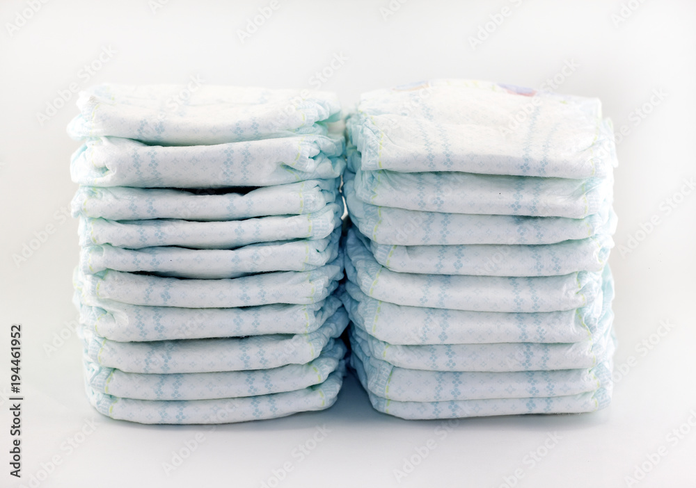 Baby diapers on a white background Stock Photo | Adobe Stock