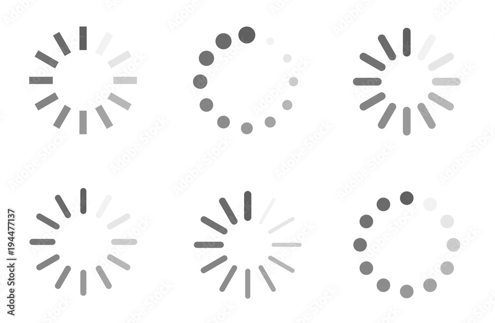 loading signs, load indicator icons, preload symbol set Stock Vector ...