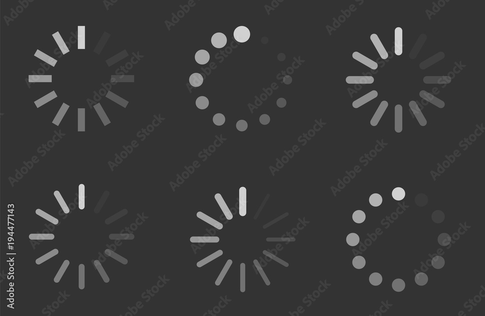 loading signs set, load indicator icons, preload symbol Stock Vector | Adobe Stock