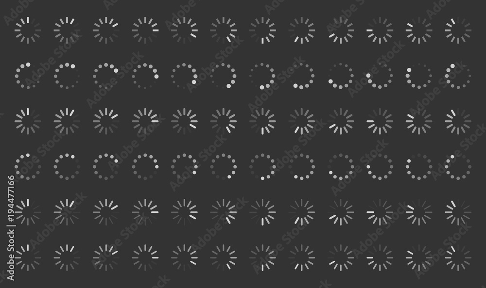 loading signs set, load indicator icons, preload symbol Stock Vector ...