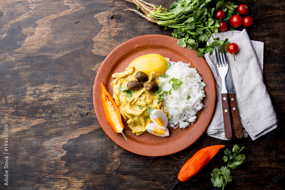 Foto de MEXICAN AND PERUVIAN CUISINE. Aji de gallina. Chicken aji de ...