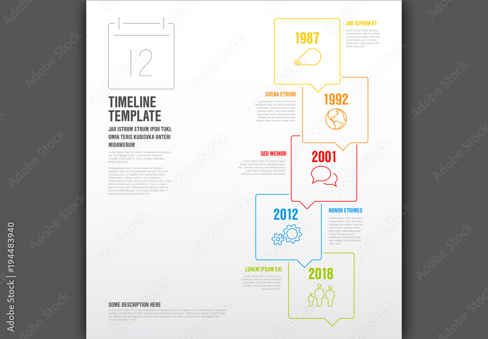 Overlapping Callout Boxes Vertical Timeline Layout Stock Template ...