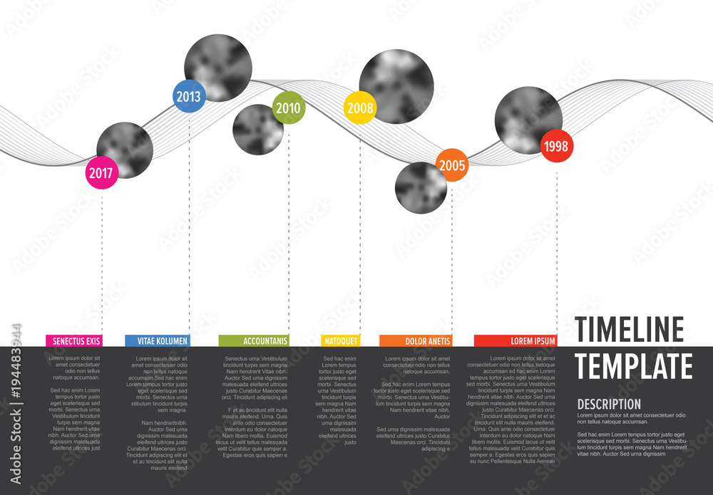 Wavy Lines Horizontal Timeline Layout Stock Template | Adobe Stock