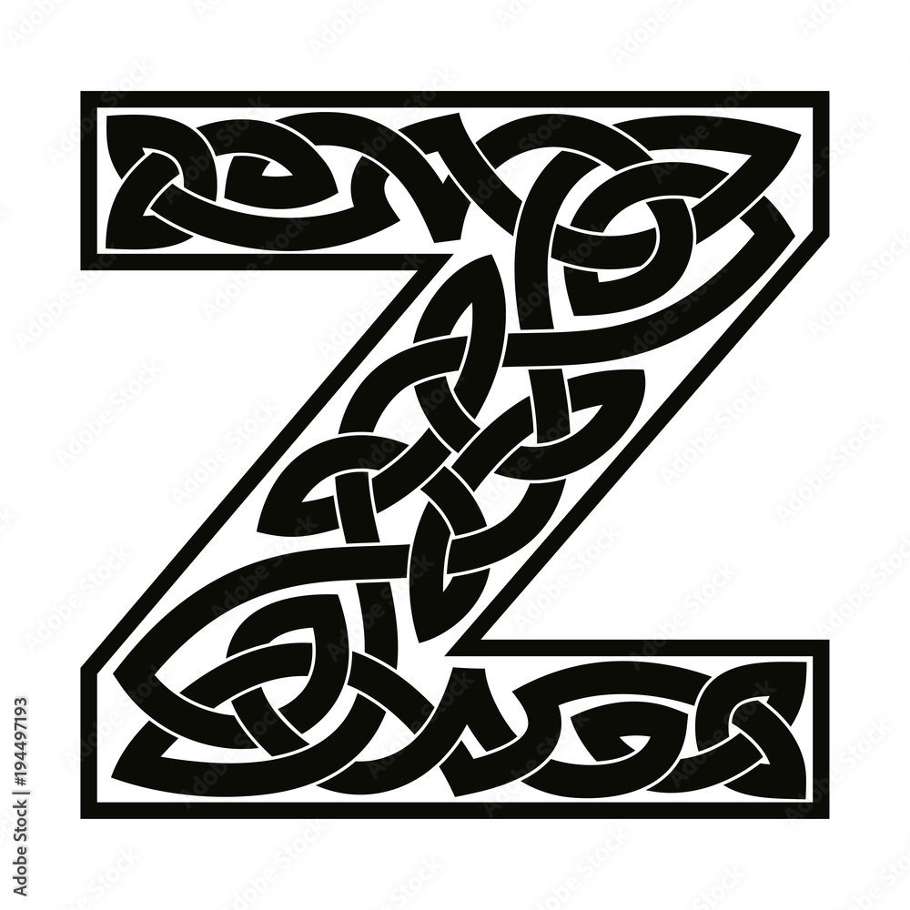 Letter of the English alphabet with Celtic national ornament as ...