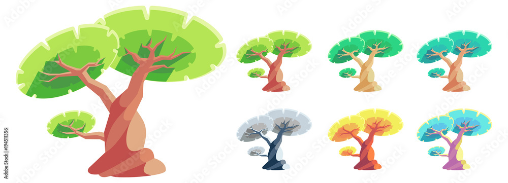 Tree with Simple Shape for Animation Asset Environment Game Sprite ...
