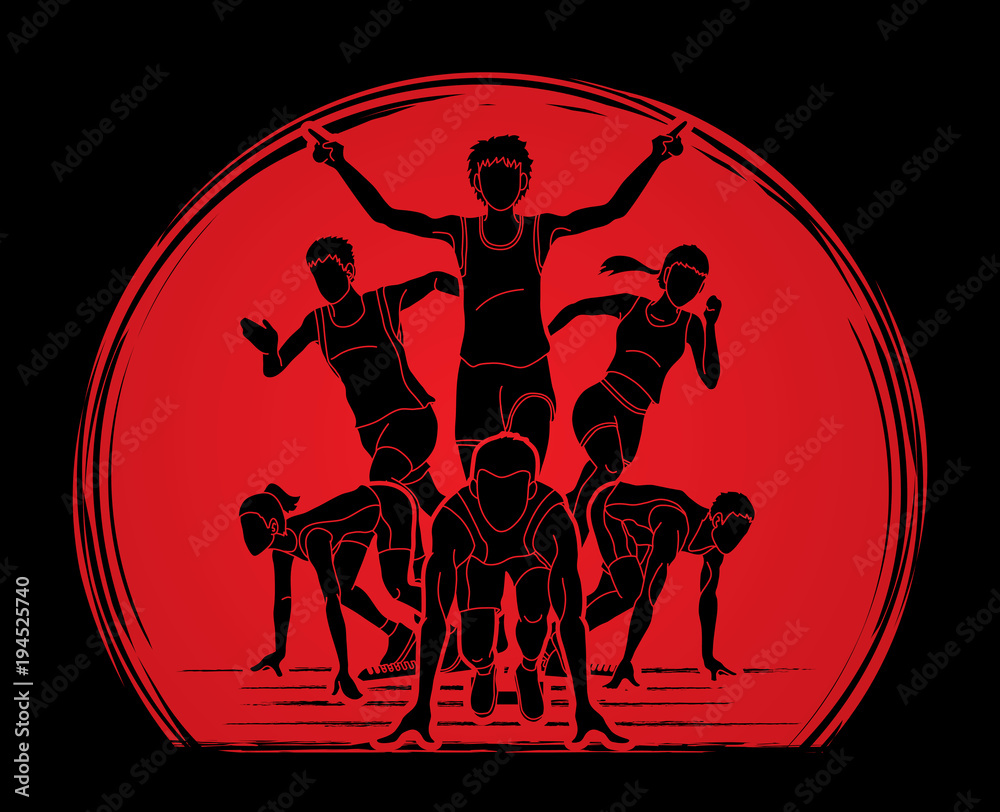 People run, Runner ,Marathon running, Team work running, Group of ...