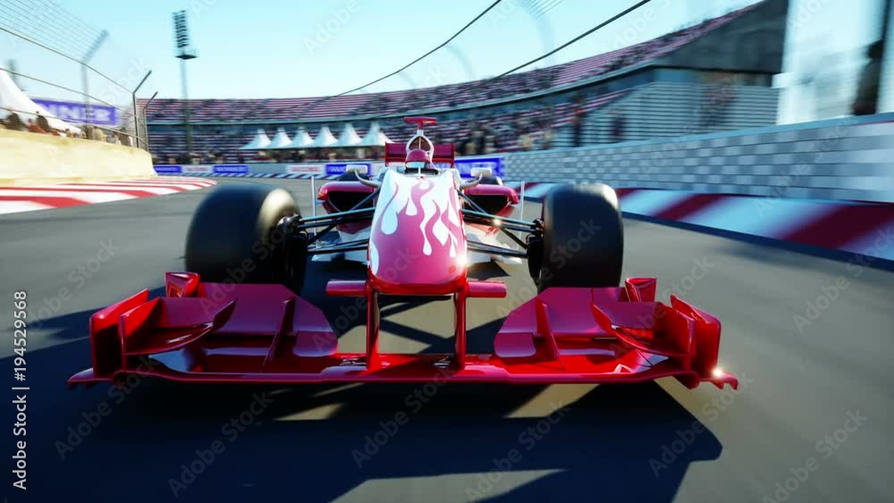 Race car. Formula 1. Very fast driving. Realistic 4K animation. Stock ...