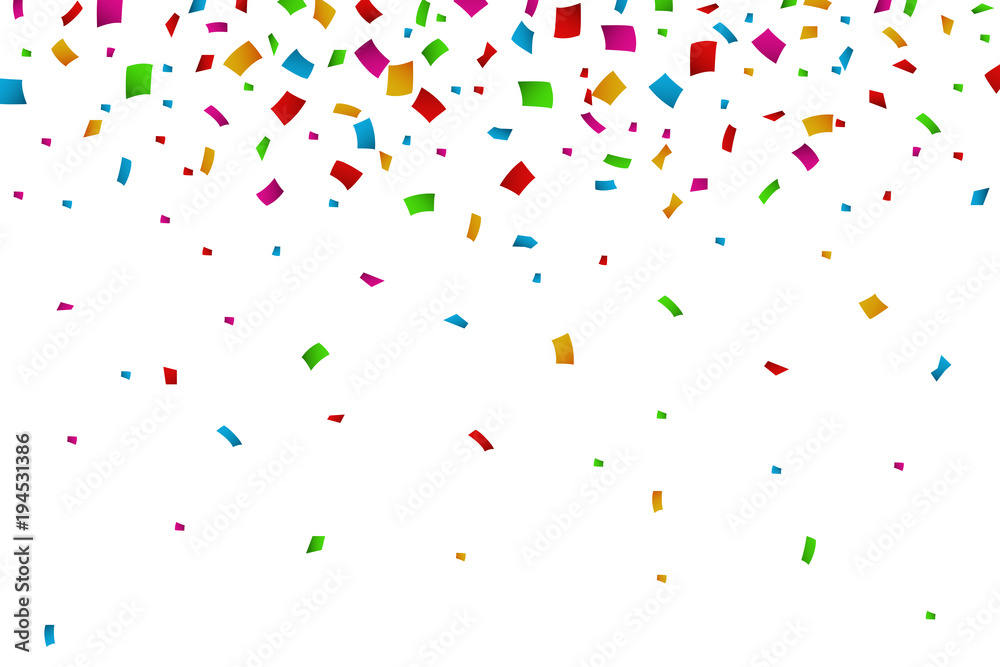 Colorful Confetti Falling On White Background Stock Vector | Adobe Stock