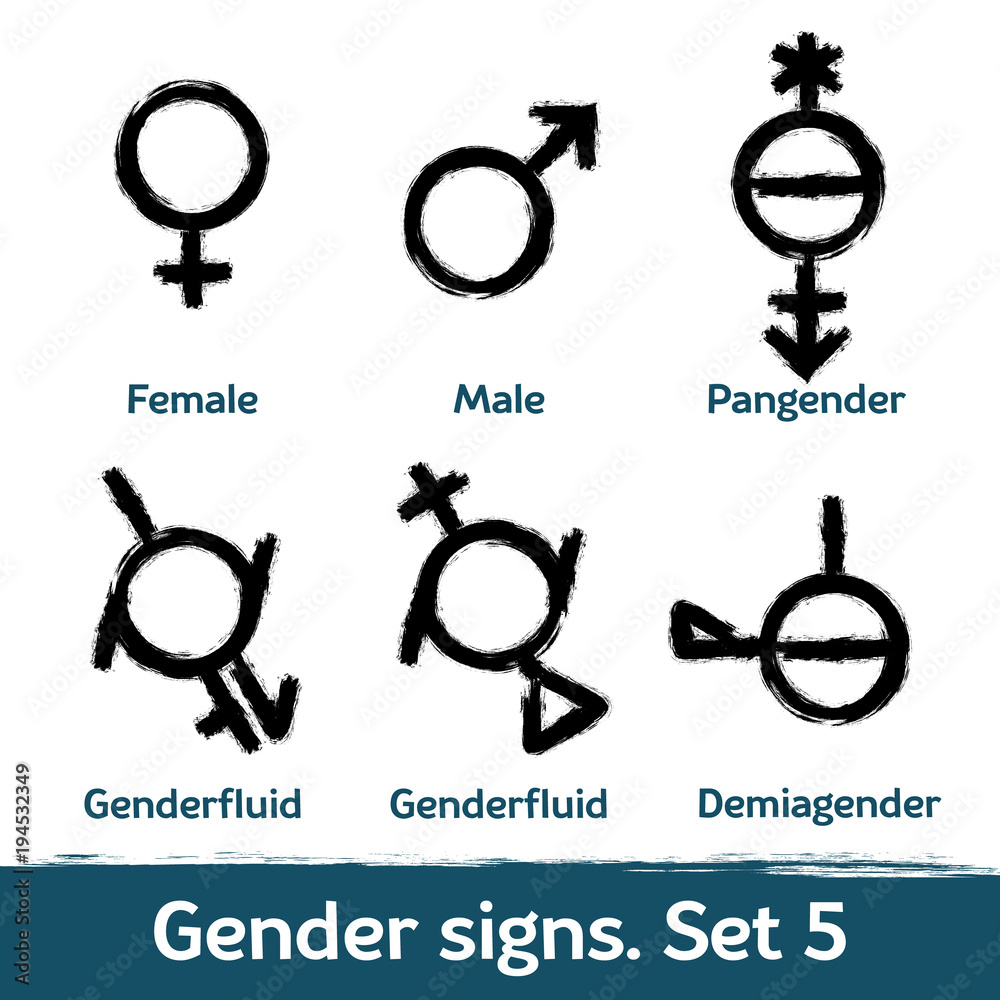 Gender signs drawn with brush. LGBT icons for sex diversity and ...