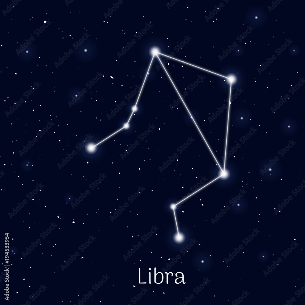 Sign zodiac libra, night sky background, realistic. Astrological symbol ...