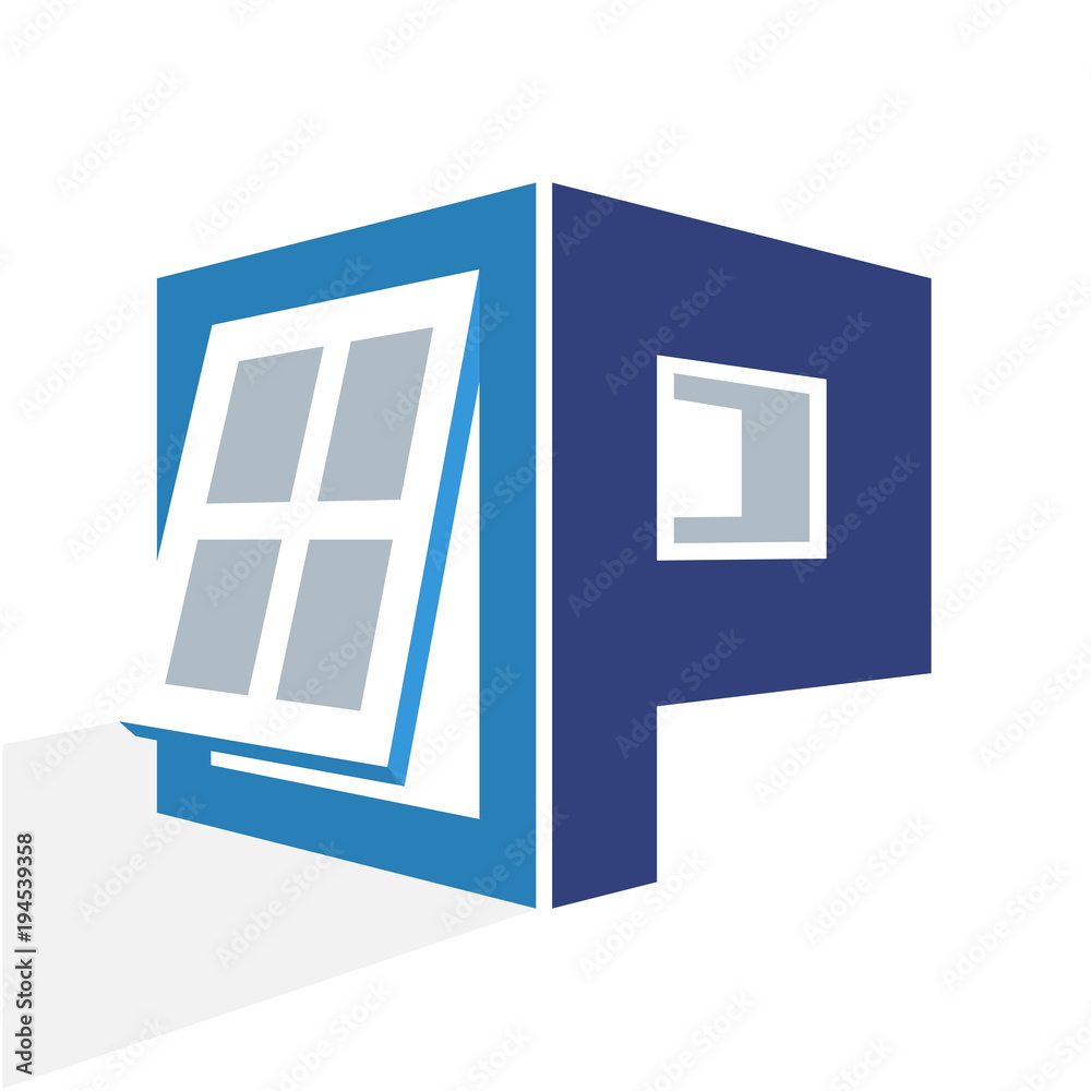 iconic logo with a combination of the window frame and the initial ...
