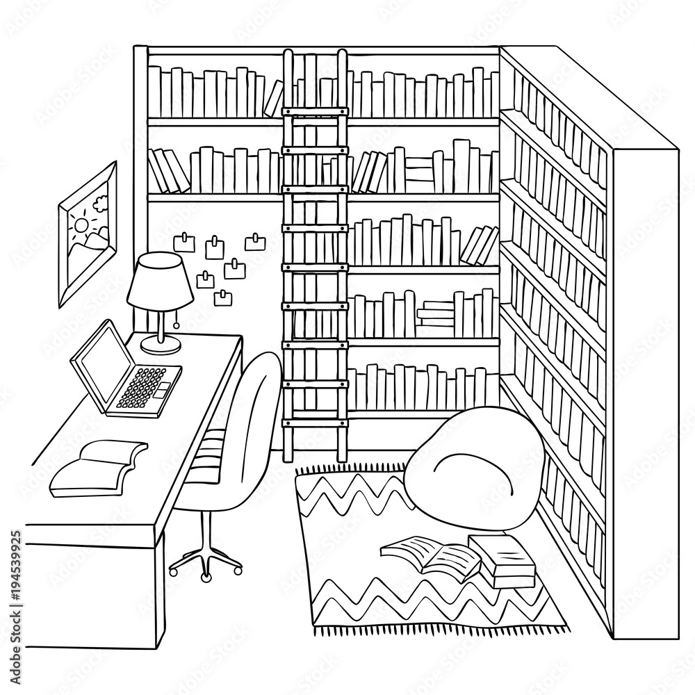 Library Building Coloring Pages