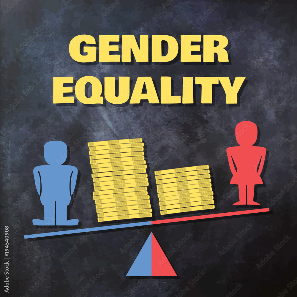 Gender inequality concept illustration - male and female figures ...