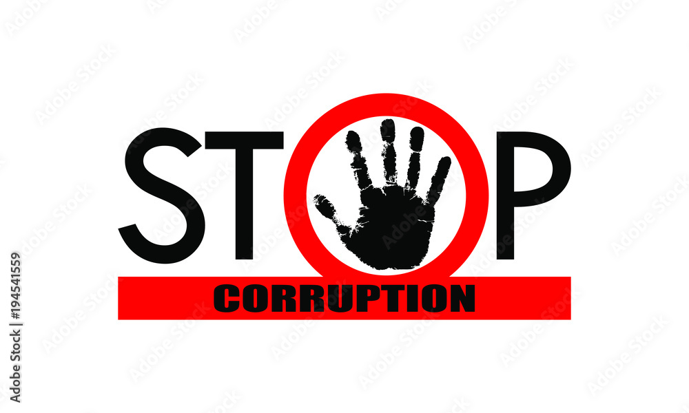 Symbol or sign stop corruption. Red circle and red line with text "stop ...