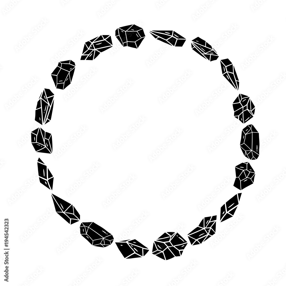 Vector illustration of black crystal round border frame for lettering ...