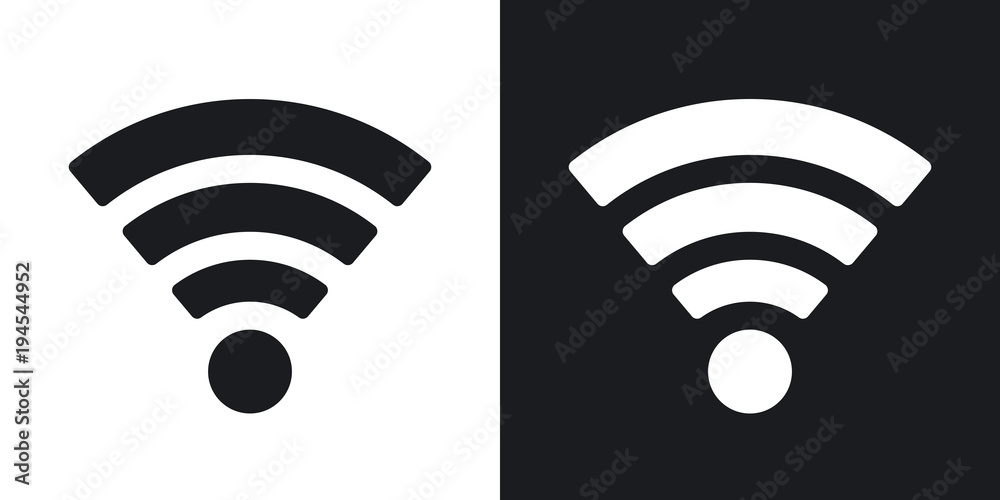 Vector wireless network icon. Two-tone version on black and white ...
