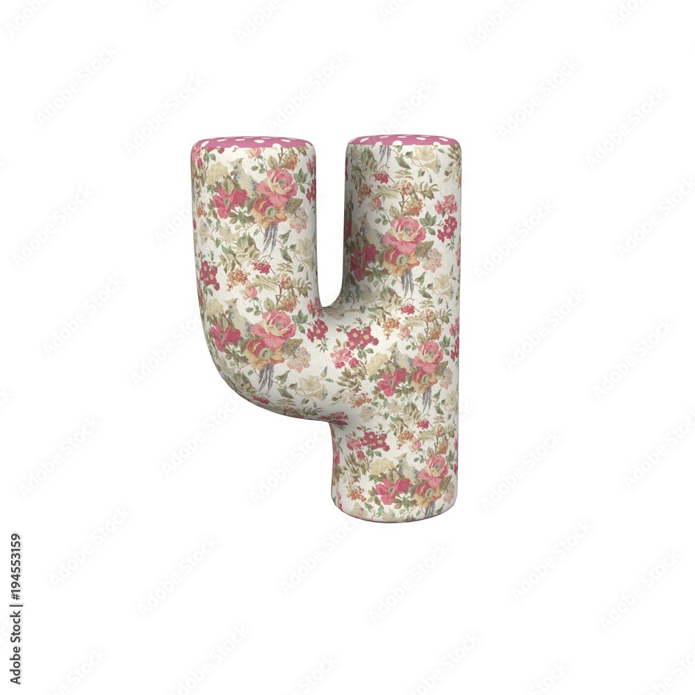 Number 4, 3d figure with tissue texture in a handmade style isolated on ...