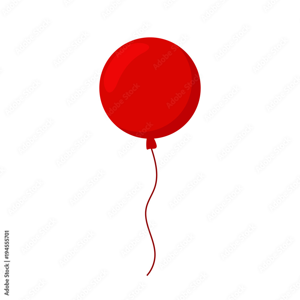 Balloon isolated icon on white background. Big round red balloon with ...