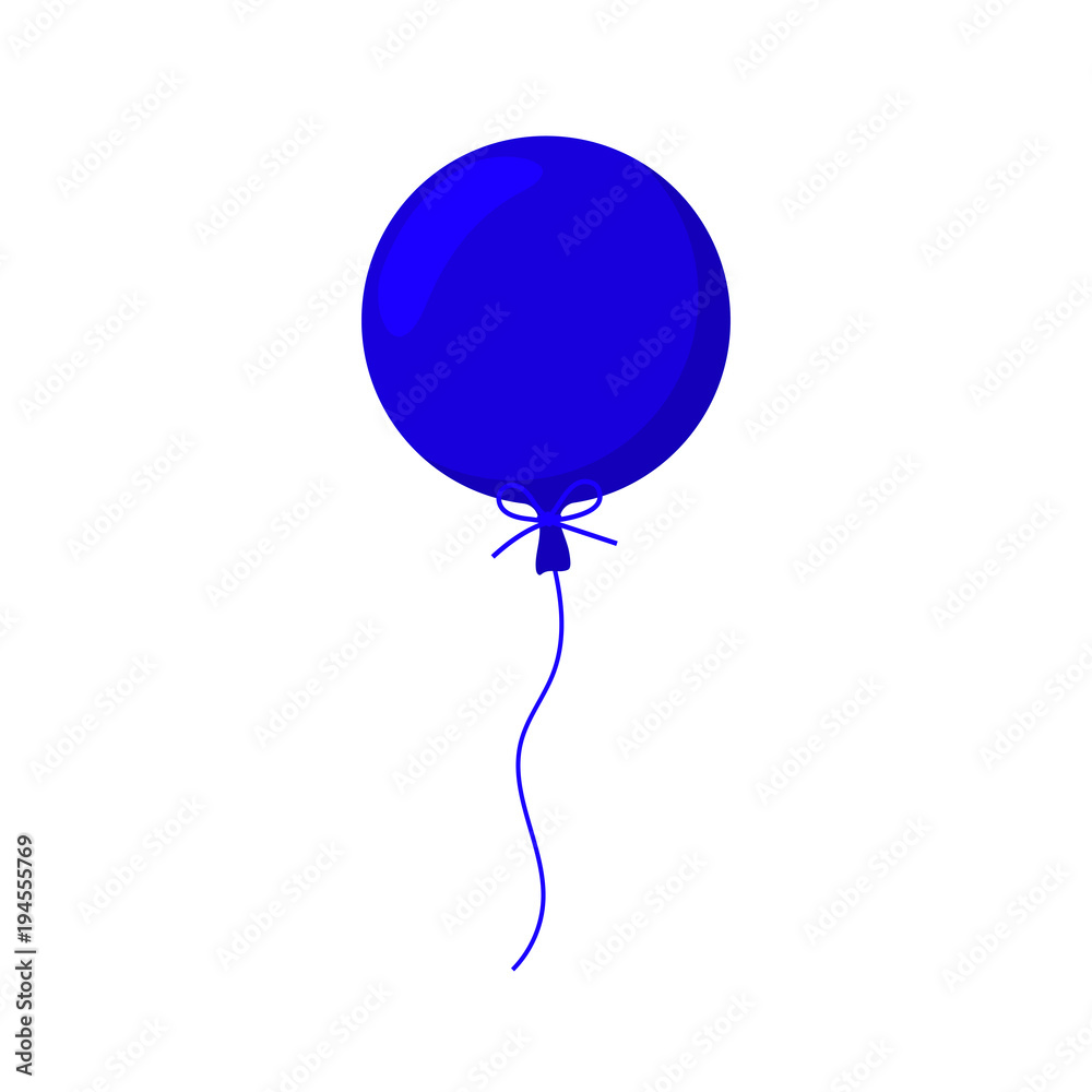 Balloon isolated icon on white background. Big round blue balloon with ...