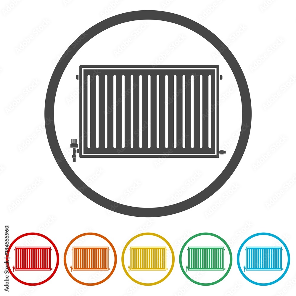 Central Heating Radiator icon, Heating radiator icon, 6 Colors Included ...