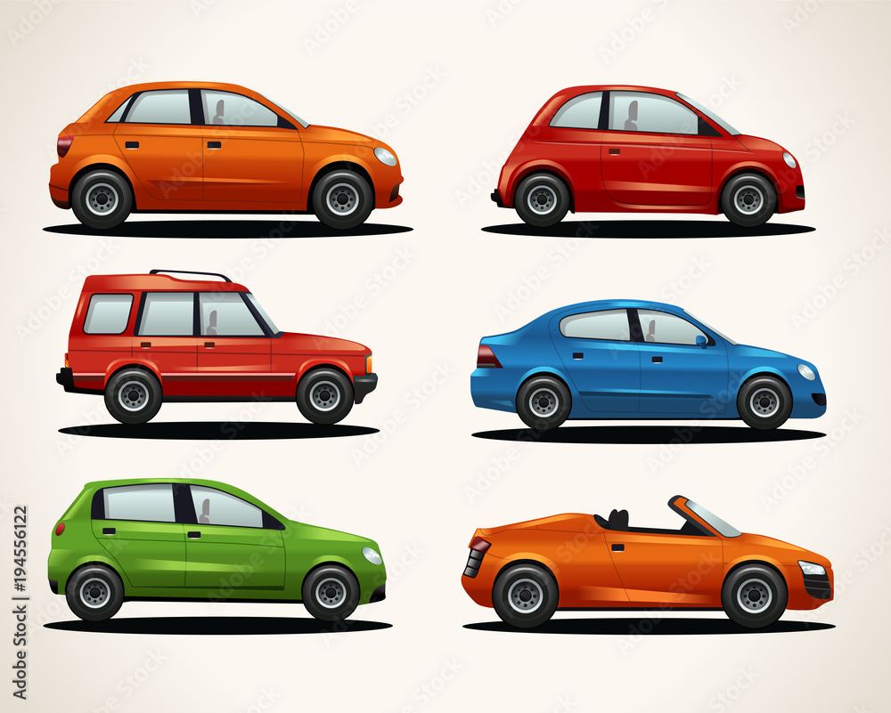 Set of realistic vehicles Stock Vector | Adobe Stock
