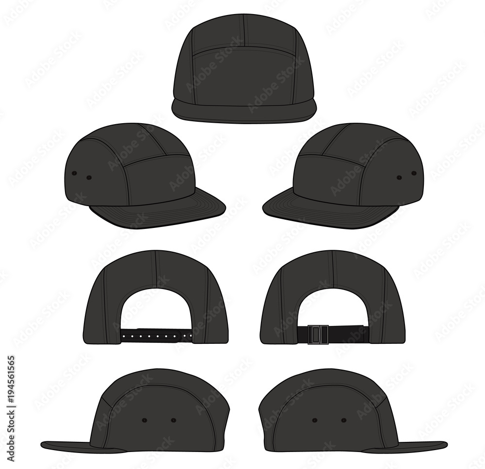Camp Cap fashion flat technical drawing template Stock Vector | Adobe Stock