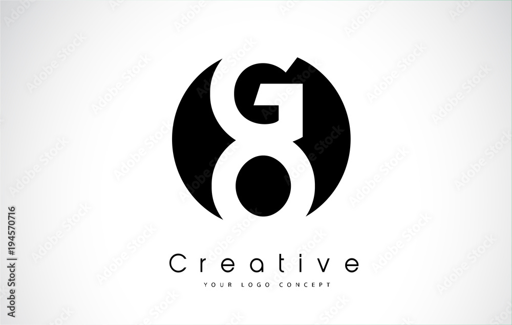GO Letter Logo Design inside a Black Circle Stock Vector | Adobe Stock