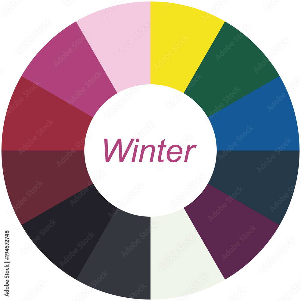Stock vector color guide. Seasonal color analysis palette for winter ...