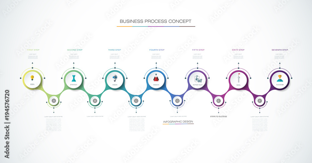 Vector infographics timeline design template with 3D paper label ...