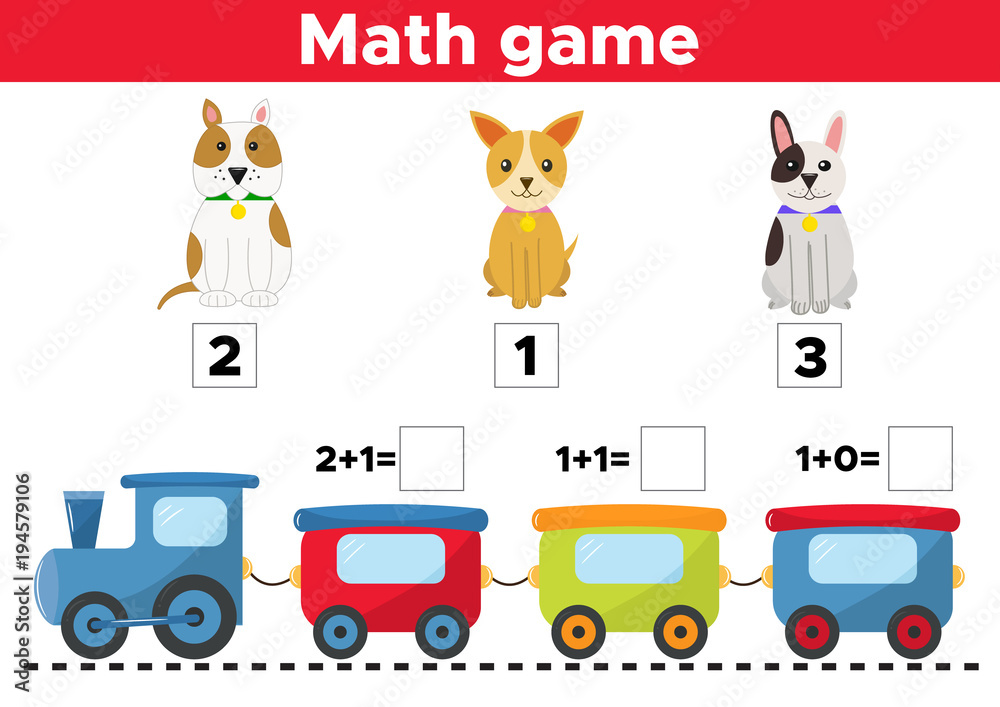 Counting game for preschool kids. Help the dogs find the right train ...