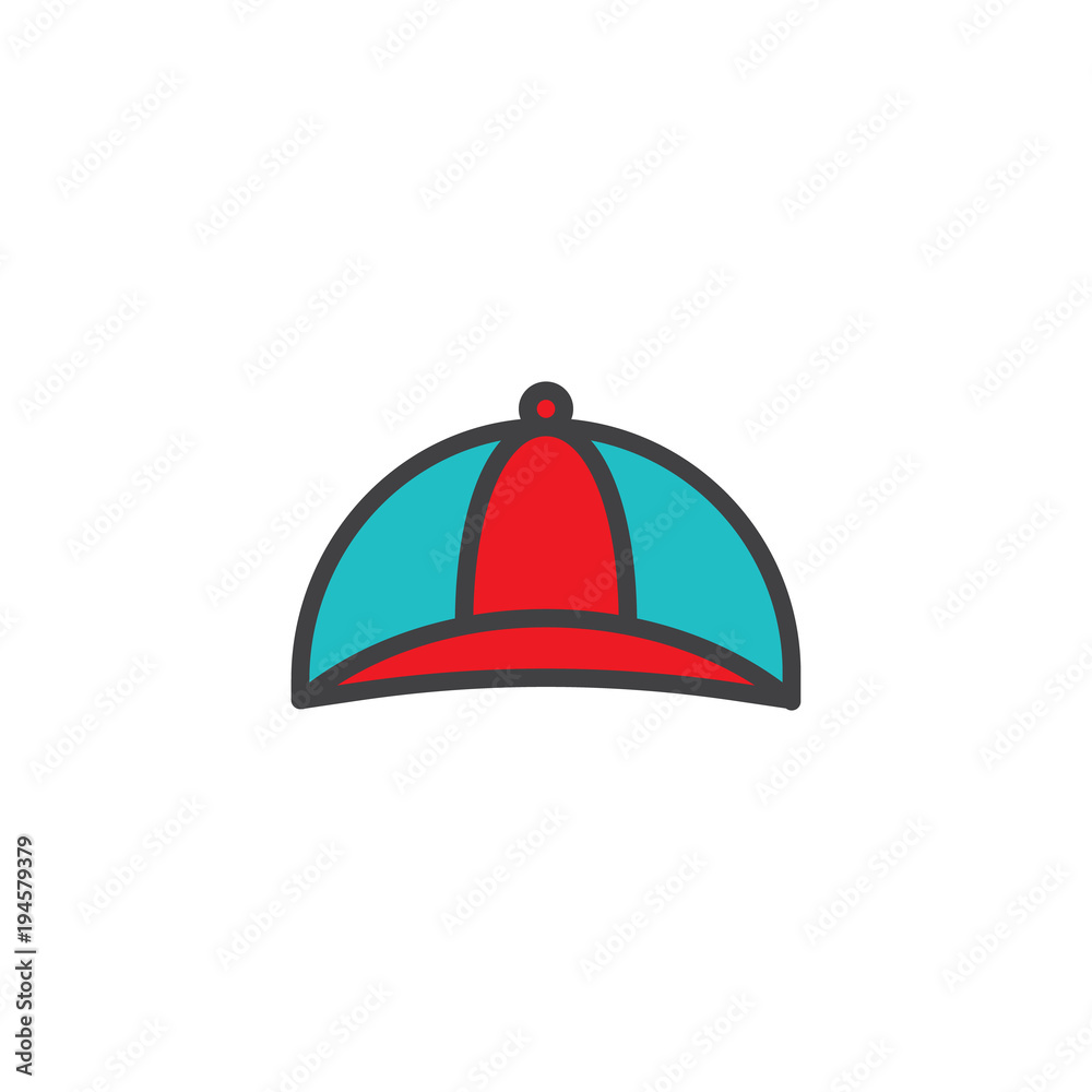 Baseball cap filled outline icon, line vector sign, linear colorful ...