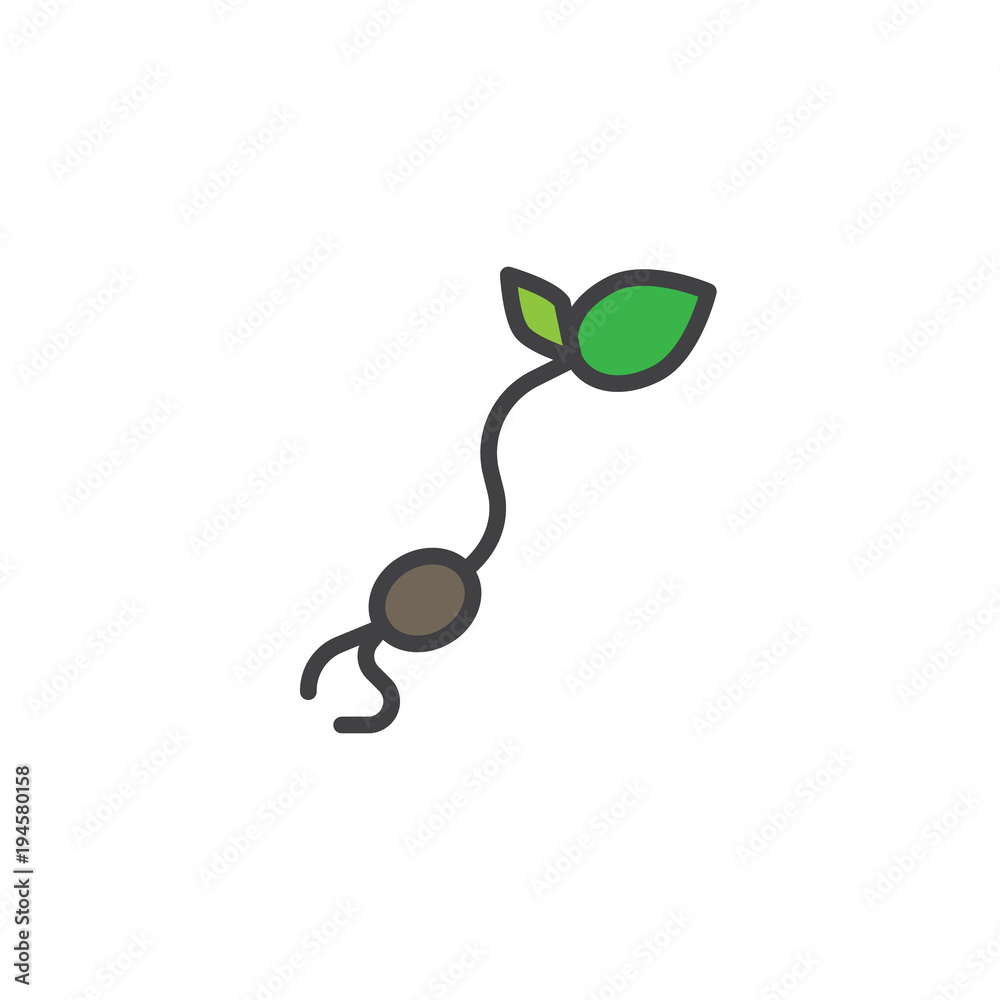 Sprout filled outline icon, line vector sign, linear colorful pictogram ...