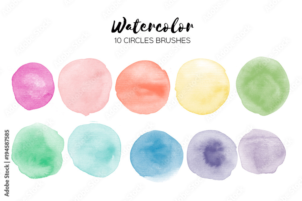 Watercolor circle texture. Abstract hand paint textures. Set of 10 ...