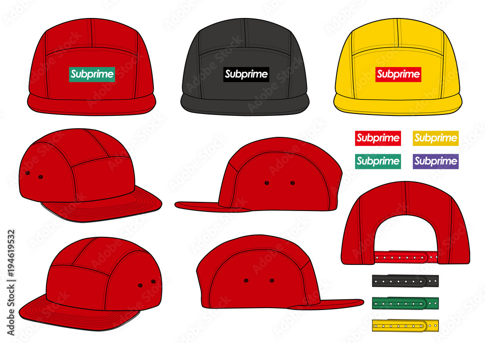 Camp Cap fashion flat technical drawing template Stock Vector | Adobe Stock