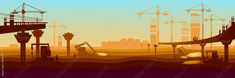 Bridge construction banner. Professional modern large scale ...