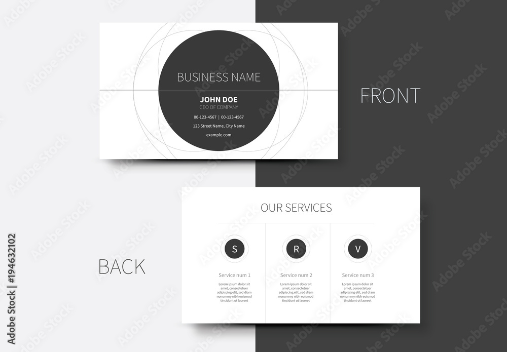 Business Card Layout with Circle and Spiral Elements 1 Stock Template ...