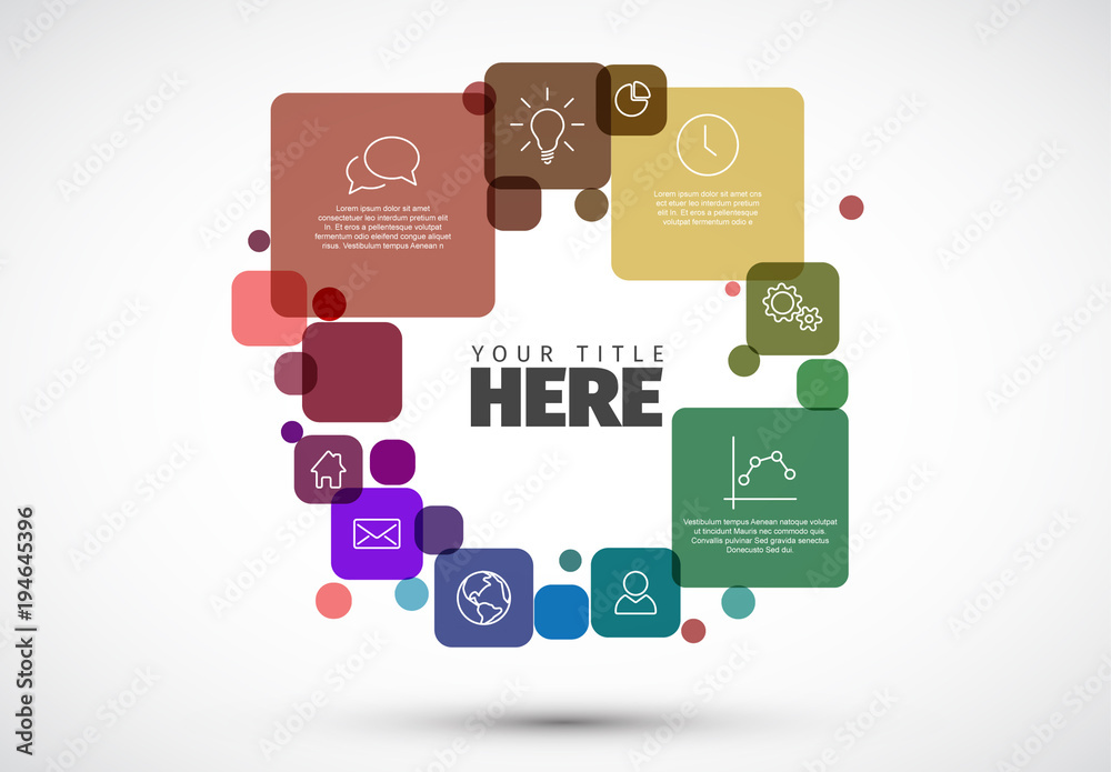 Colorful Circle of Overlapping Squares Infographic Layout Stock ...