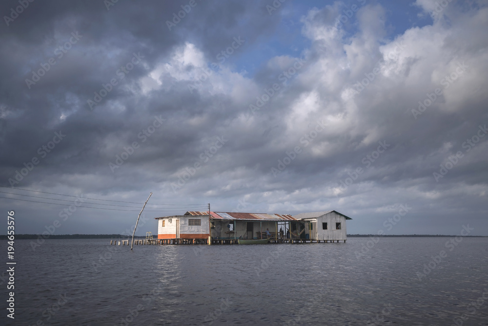 Houses on stilts in the village of Ologa, Lake Maracaibo, Venezuela ...