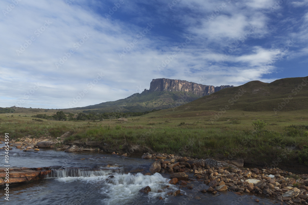 Kukenan-tepui and Tek River in Venezuela - Canaima National Park. Stock ...