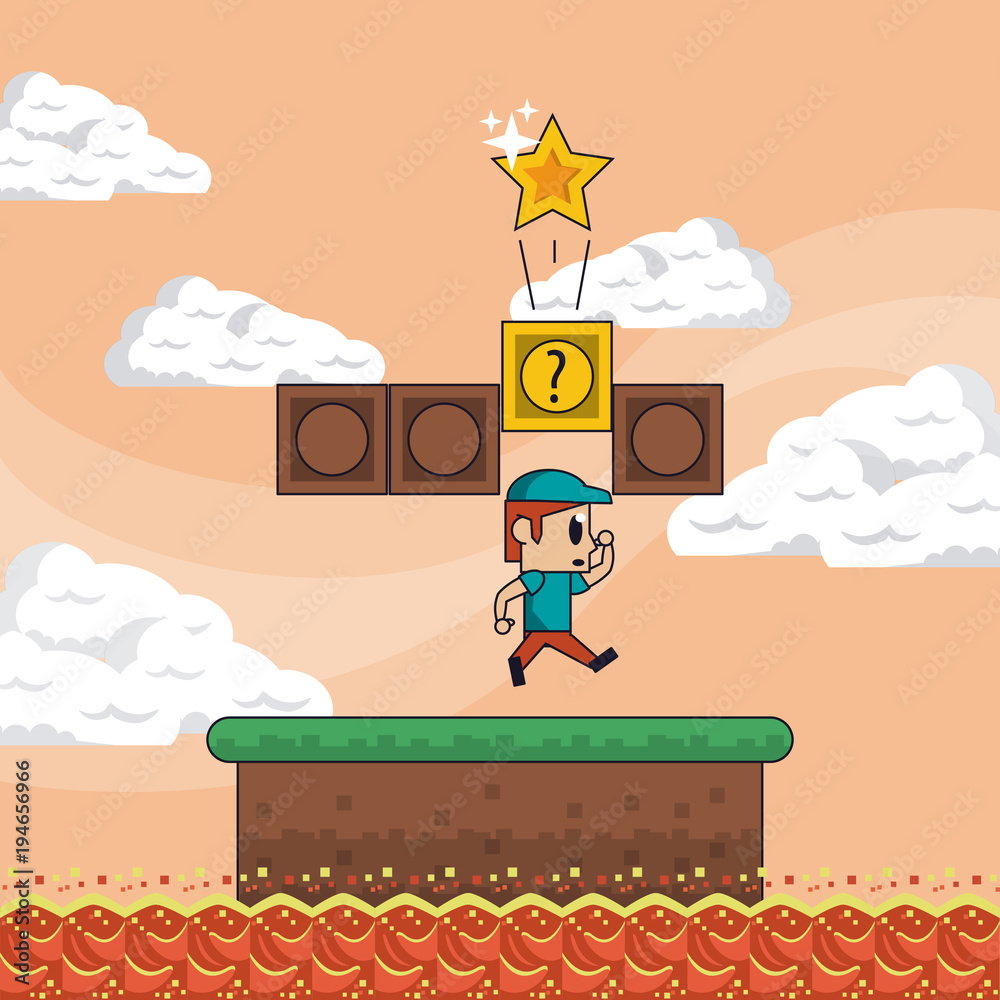 Pixelated game scenery vector illustration graphic design Stock Vector ...