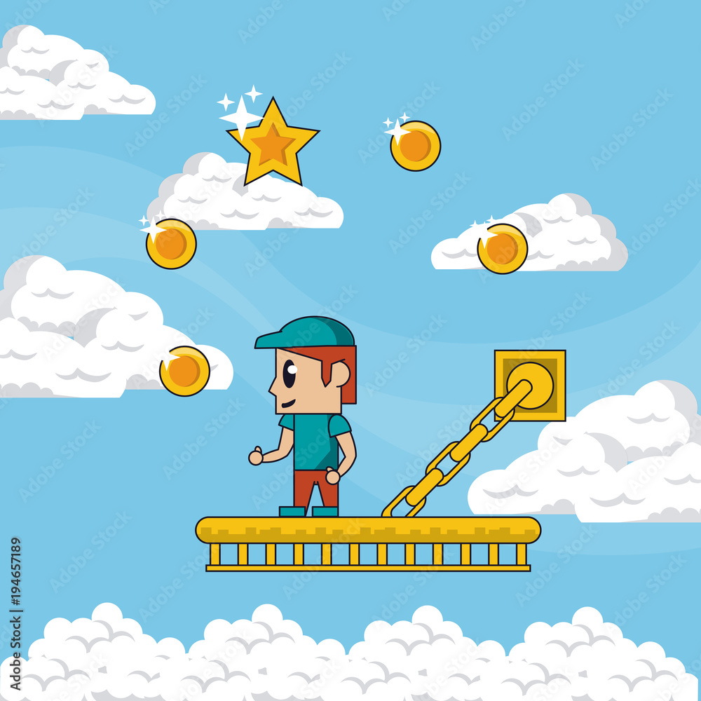 Pixelated game scenery vector illustration graphic design Stock Vector ...