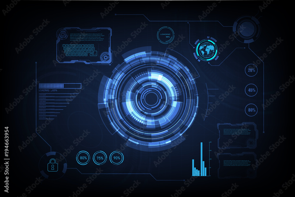 hud interface GUI futuristic technology networking concept template ...